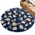 7ft Round Rug Navy Blue Coastal Area Rugs for Living Room Bedroom ...
