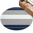 7ft Round Rug Navy Blue Grey Stripe Area Rugs for Living Room Bedroom ...