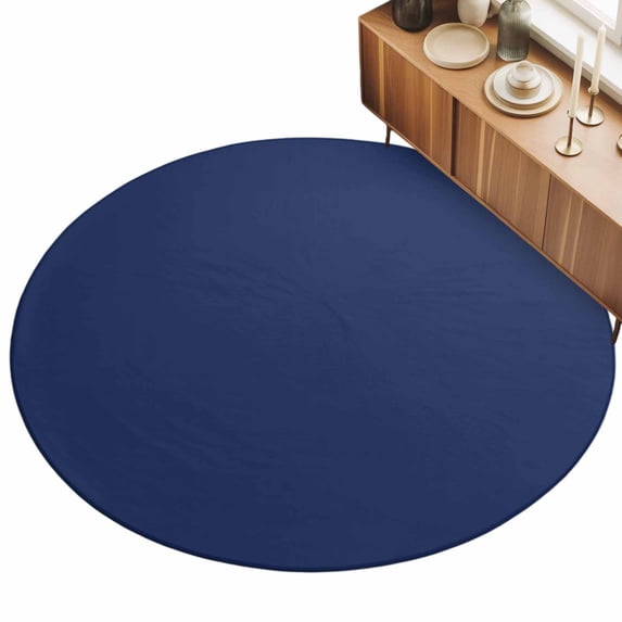 7ft Round Rug Navy Blue Pure Color Area Rugs for Living Room Bedroom ...