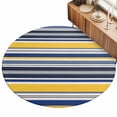 7ft Round Rug Navy Blue Yellow Striped Area Rugs for Living Room ...
