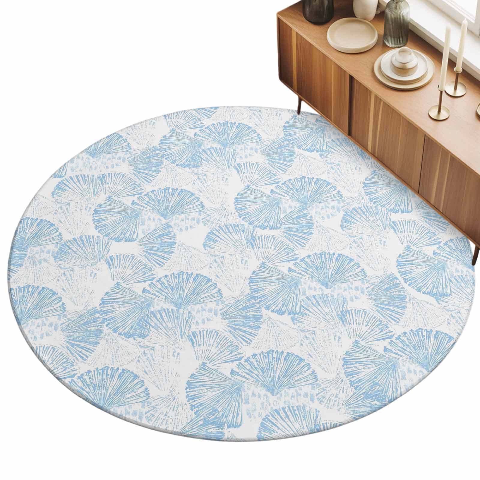 7ft Round Rug Ocean Shell Area Rugs for Living Room Bedroom Washable ...