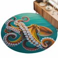 7ft Round Rug Octopus Coastal Area Rugs for Living Room Bedroom ...