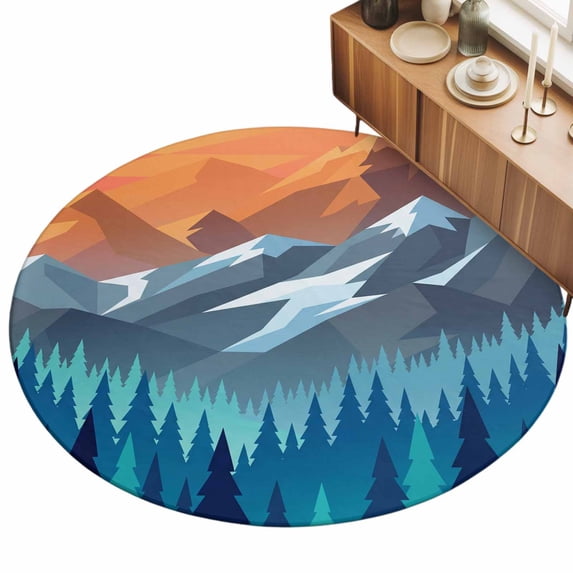 7ft Round Rug Orange Mountain Area Rugs for Living Room Bedroom ...