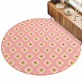 7ft Round Rug Pink Boho Area Rugs for Living Room Bedroom Washable Non ...