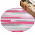 7ft Round Rug Pink Gray Stripes Area Rugs for Living Room Bedroom ...