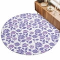 7ft Round Rug Purple Flowers Area Rugs for Living Room Bedroom Washable ...