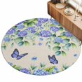 7ft Round Rug Purple Hydrangea Area Rugs for Living Room Bedroom ...