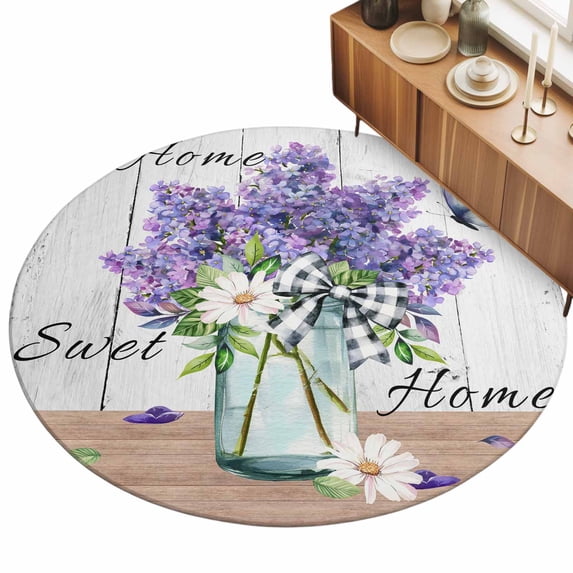 7ft Round Rug Purple Lavender Area Rugs for Living Room Bedroom ...