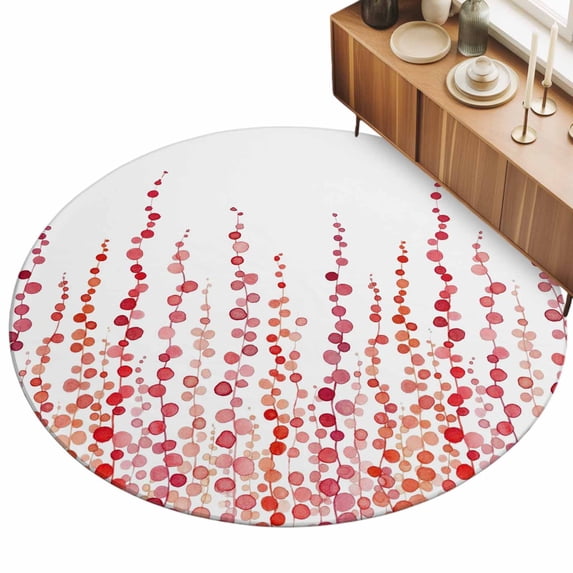 7ft Round Rug Red Area Rugs for Living Room Bedroom Washable Non Slip ...
