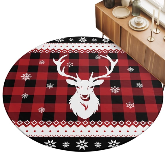7ft Round Rug Red Black Christmas Area Rugs for Living Room Bedroom ...