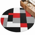 7ft Round Rug Red Black Grey Geometric Area Rugs for Living Room ...