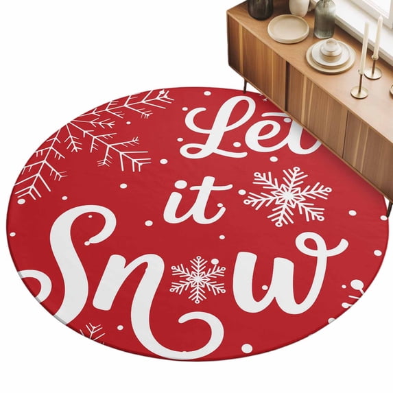 7ft Round Rug Red Christmas Area Rugs for Living Room Bedroom Washable ...