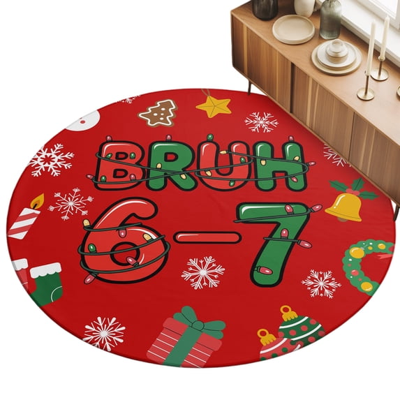 7ft Round Rug Red Christmas Area Rugs for Living Room Bedroom Washable ...