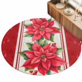 7ft Round Rug Red Poinsettia Christmas Area Rugs for Living Room ...