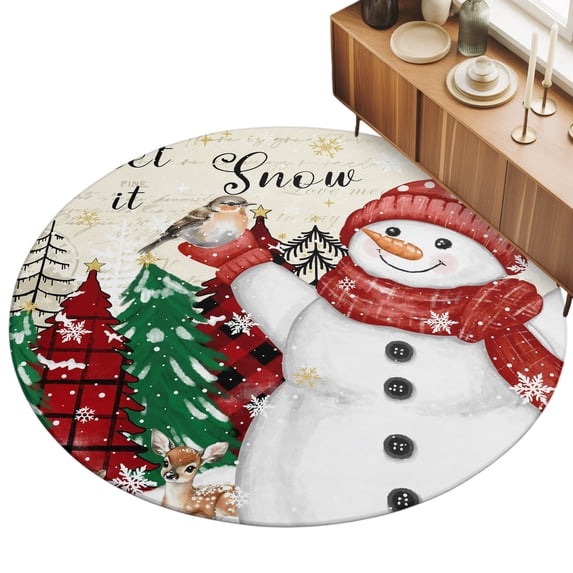 7ft Round Rug Red Snowman Christmas Area Rugs for Living Room Bedroom ...