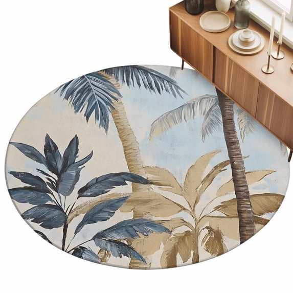 7ft Round Rug Retro Palm Trees Area Rugs for Living Room Bedroom ...