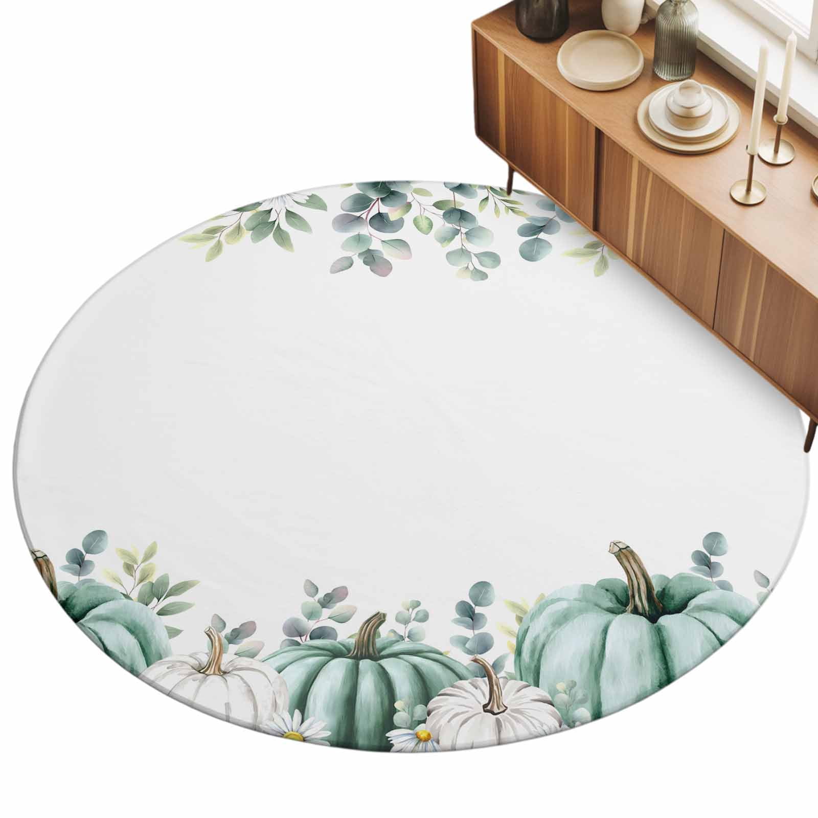 7ft Round Rug Sage Green Pumpkins Area Rugs for Living Room Bedroom ...