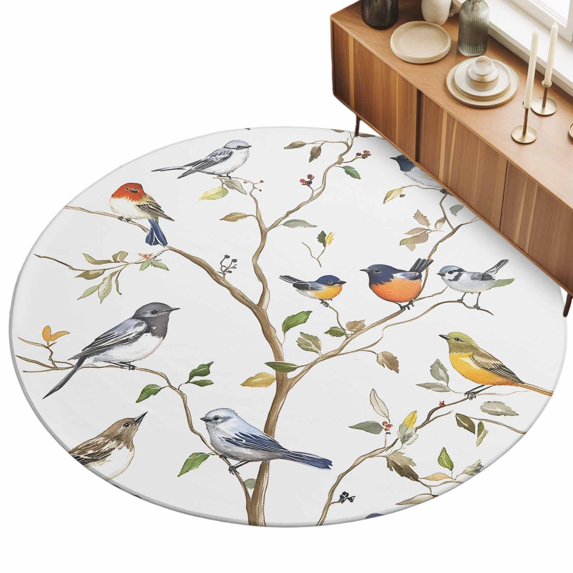 7ft Round Rug Spring Bird Area Rugs for Living Room Bedroom Washable ...