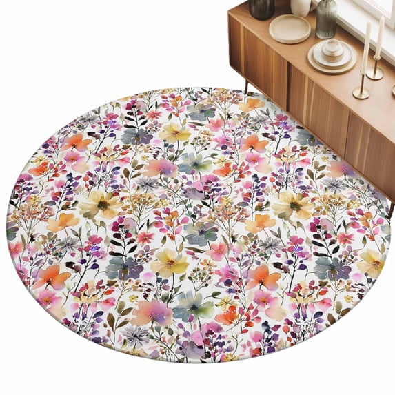 7ft Round Rug Spring Botanical Area Rugs for Living Room Bedroom ...
