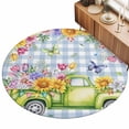 7ft Round Rug Spring Floral Truck Area Rugs for Living Room Bedroom ...