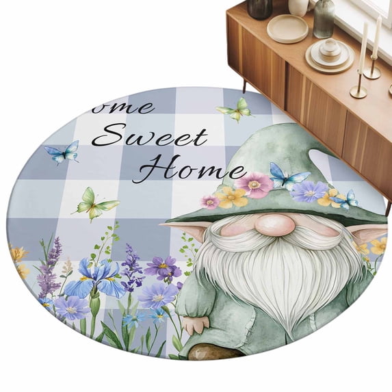 7ft Round Rug Spring Gnomes Area Rugs for Living Room Bedroom Washable ...