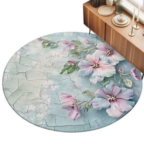 7ft Round Rug Spring Pink Flower Area Rugs for Living Room Bedroom ...