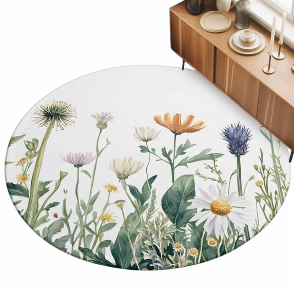 7ft Round Rug Spring Summer Floral Area Rugs for Living Room Bedroom ...