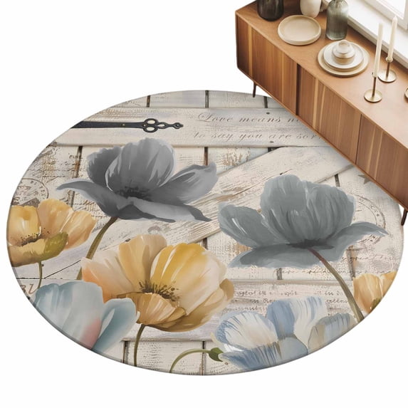7ft Round Rug Spring Tulips Flower Area Rugs for Living Room Bedroom ...
