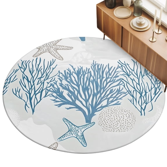 7ft Round Rug Starfish Coastal Area Rugs for Living Room Bedroom ...