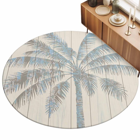 7ft Round Rug Summer Palm Trees Area Rugs for Living Room Bedroom ...