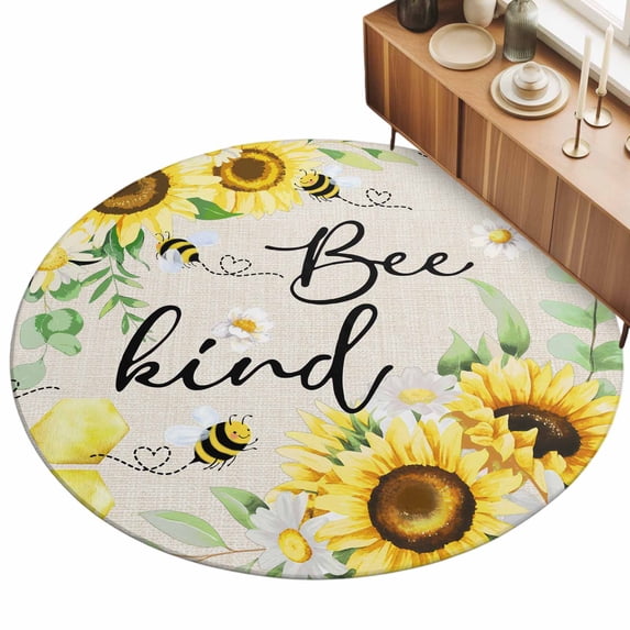 7ft Round Rug Sunflower Floral Area Rugs for Living Room Bedroom ...