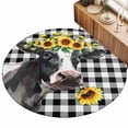 7ft Round Rug Sunflowers Cow Area Rugs for Living Room Bedroom Washable ...