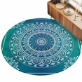 7ft Round Rug Teal Blue Boho Area Rugs for Living Room Bedroom Washable ...