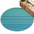 7ft Round Rug Teal Blue Striped Area Rugs for Living Room Bedroom ...