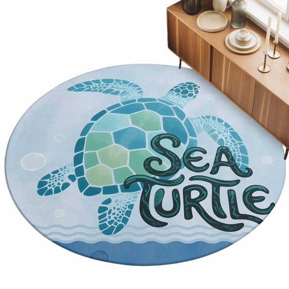 7ft Round Rug Teal Sea Turtle Area Rugs for Living Room Bedroom ...