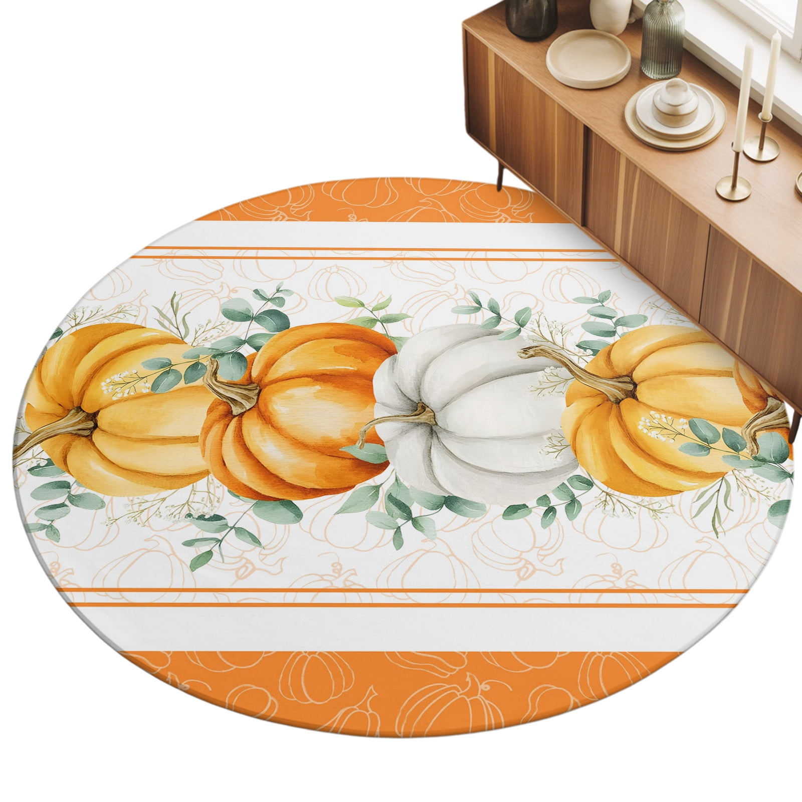7ft Round Rug Thanksgiving Fall Area Rugs for Living Room Bedroom ...