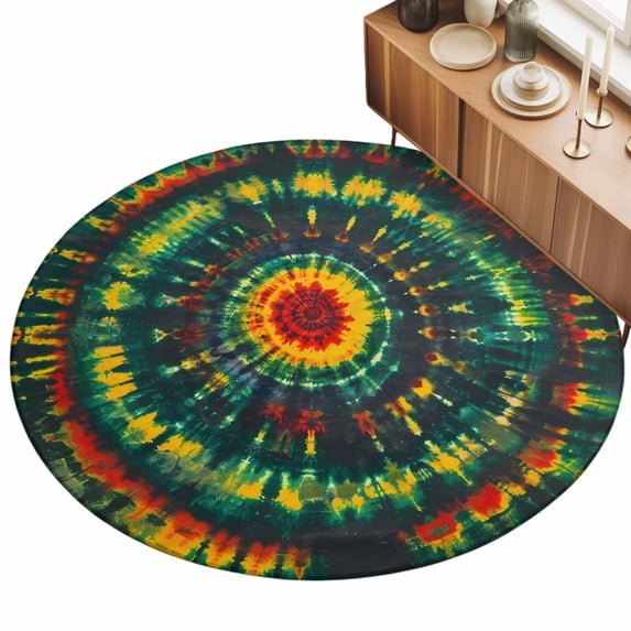 7ft Round Rug Tie Dye Boho Area Rugs for Living Room Bedroom Washable ...