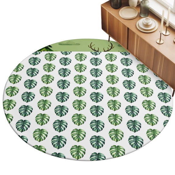 7ft Round Rug Tropical Leaves Area Rugs for Living Room Bedroom ...