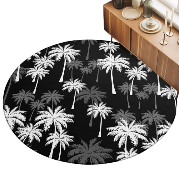 7ft Round Rug Tropical Palm Tree Area Rugs for Living Room Bedroom ...