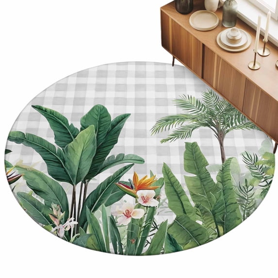7ft Round Rug Tropical Palm Trees Area Rugs for Living Room Bedroom ...