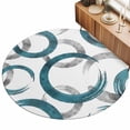 7ft Round Rug Turquoise Grey Area Rugs for Living Room Bedroom Washable ...