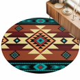 7ft Round Rug Turquoise Red Area Rugs for Living Room Bedroom Washable ...