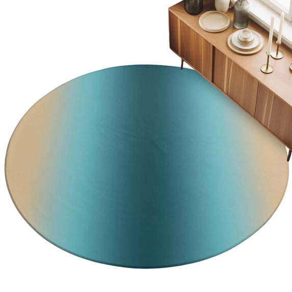 7ft Round Rug Turquoise Yellow Ombre Area Rugs for Living Room Bedroom ...