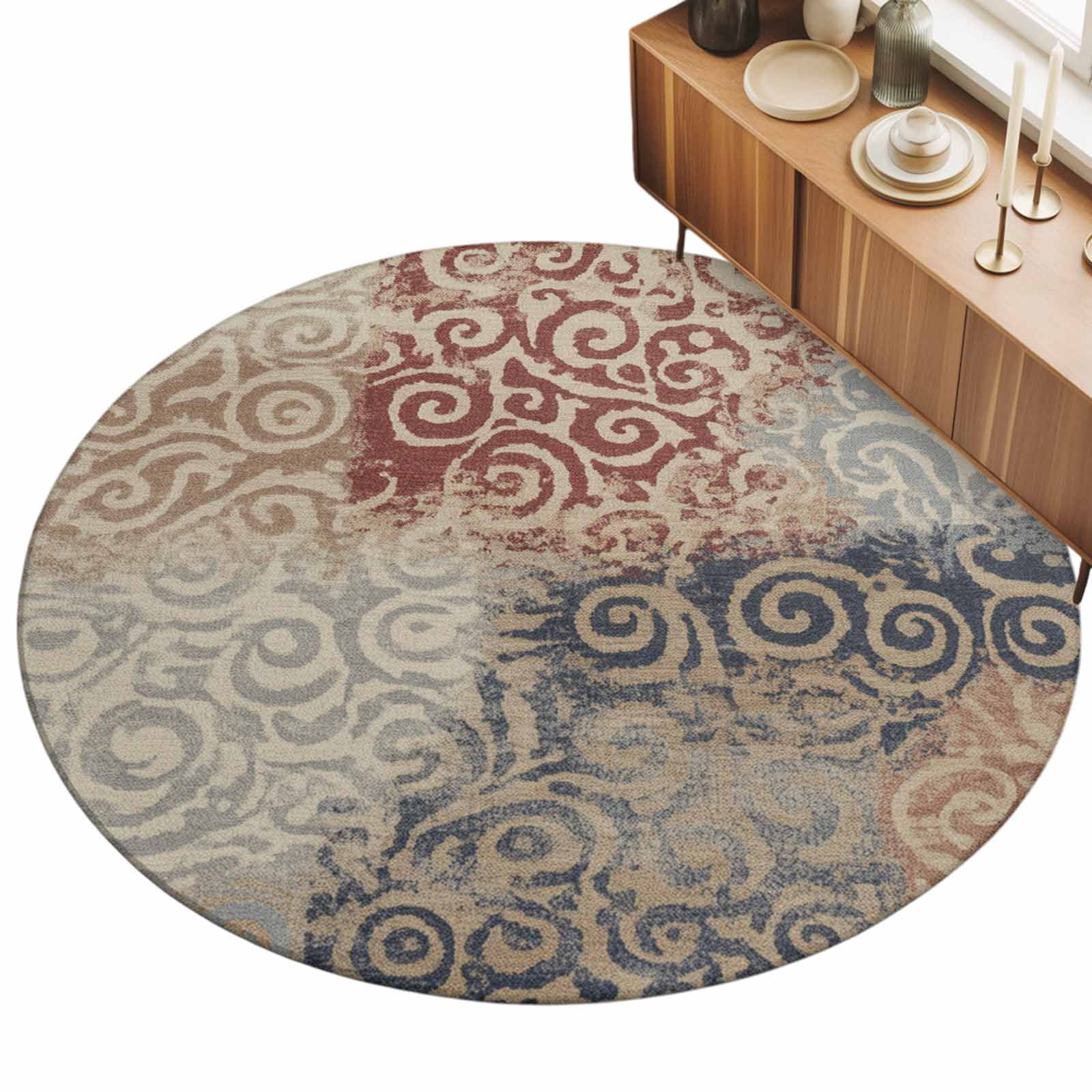 7ft Round Rug Vintage Abstract Area Rugs for Living Room Bedroom ...