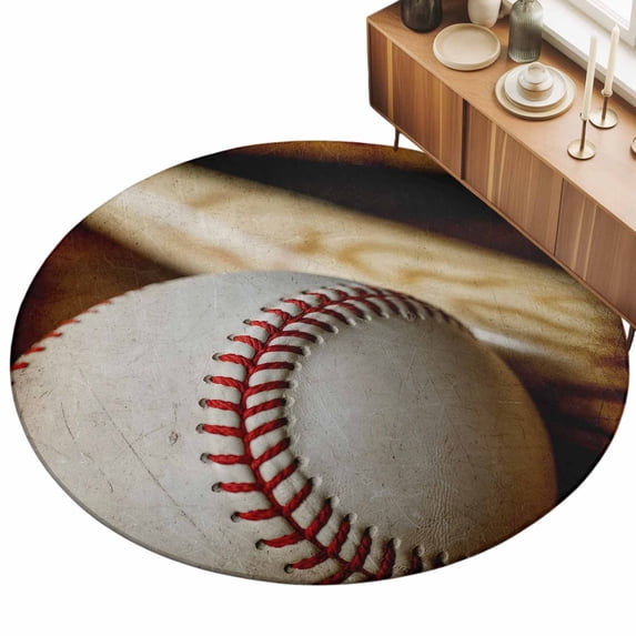 7ft Round Rug Vintage Baseball Area Rugs for Living Room Bedroom ...