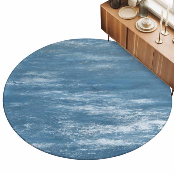 7ft Round Rug Vintage Blue Area Rugs for Living Room Bedroom Washable ...