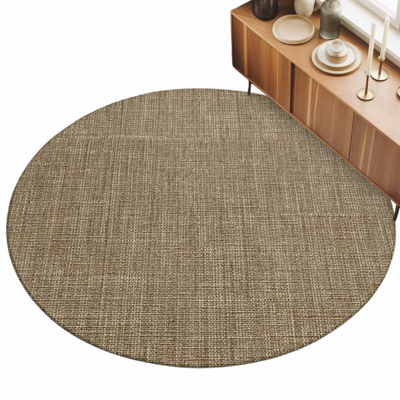 7ft Round Rug Vintage Brown Area Rugs for Living Room Bedroom Washable ...