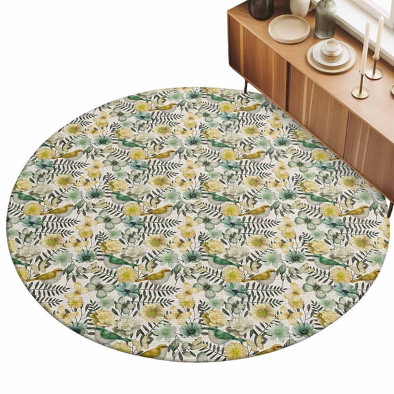 7ft Round Rug Vintage Flowers Area Rugs for Living Room Bedroom ...