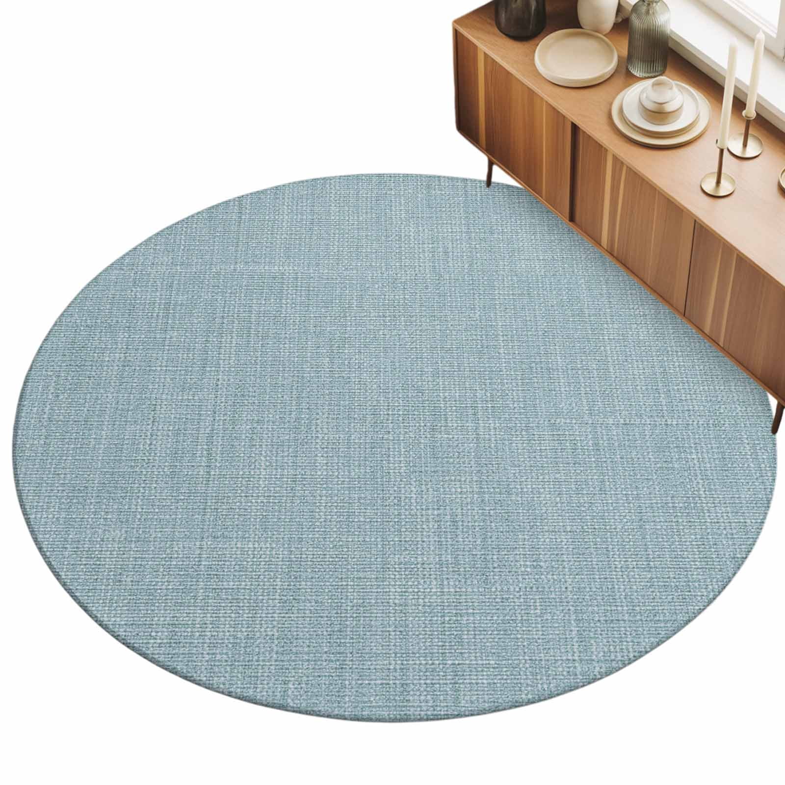 7ft Round Rug Vintage Haze Blue Area Rugs for Living Room Bedroom ...