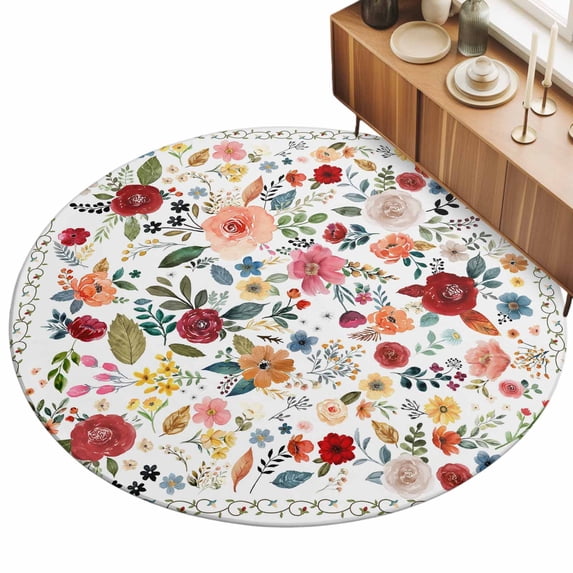 7ft Round Rug Watercolor Flowers Area Rugs for Living Room Bedroom ...